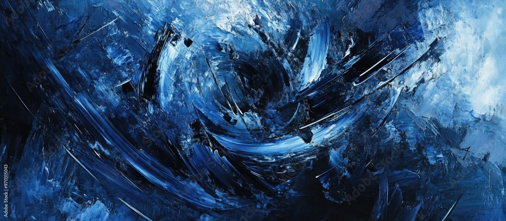 Abstract art in blue tones features the color blue as a dominant ...