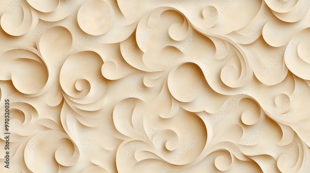 Retro swirl loops in a seamless pattern, faded vintage tones, aged ...