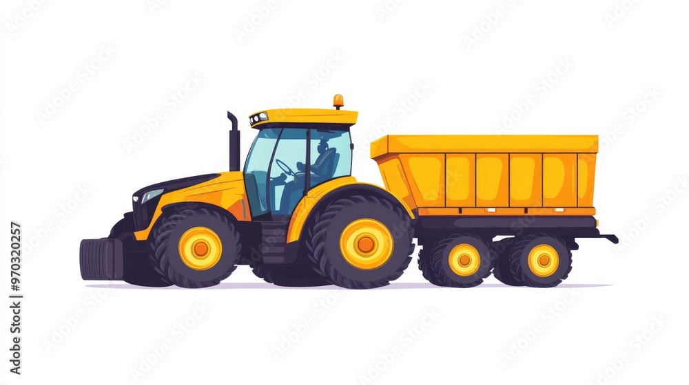 Tractor with trailer large agricultural equipment for field tasks ...