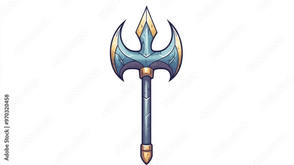 Isolated trident on a white background Modern 2D cartoon illustration ...