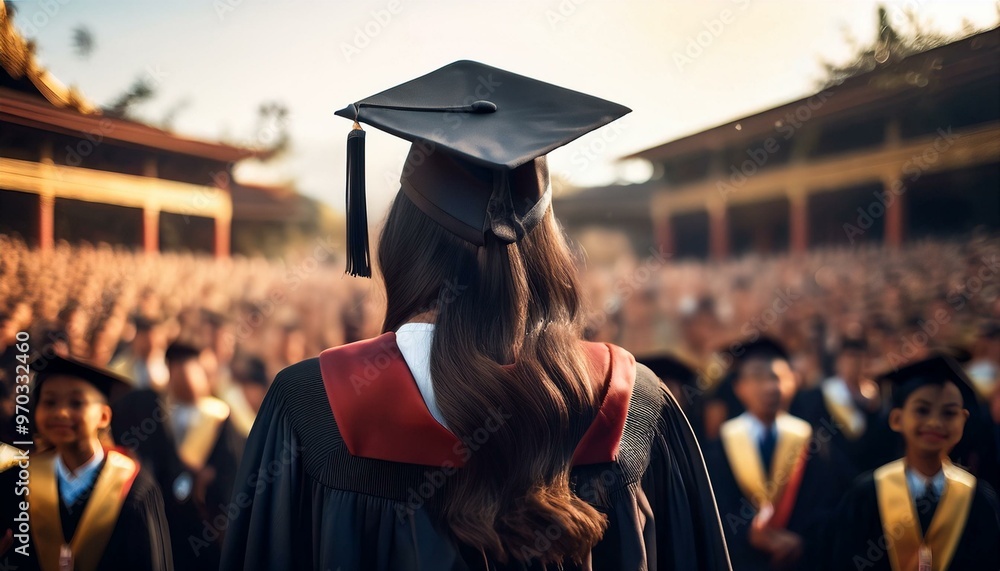graduate walking across the stage to receive their diploma, with family ...