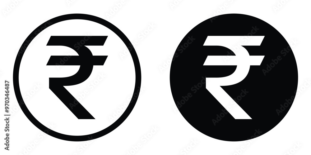 Indian rupee in circle vector icon set. INR currency sign. Coin symbol ...