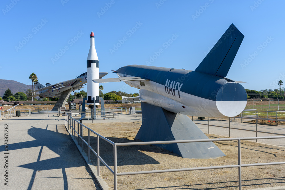 Military exhibit of the US Navy SSM-N-9 Regulus II and Polaris missiles ...