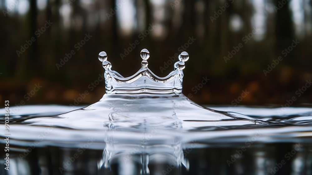 High-speed capture of a water droplet creating a crown splash in a ...
