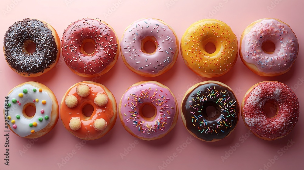 Make a calendar with donut illustrations for each month, featuring a ...