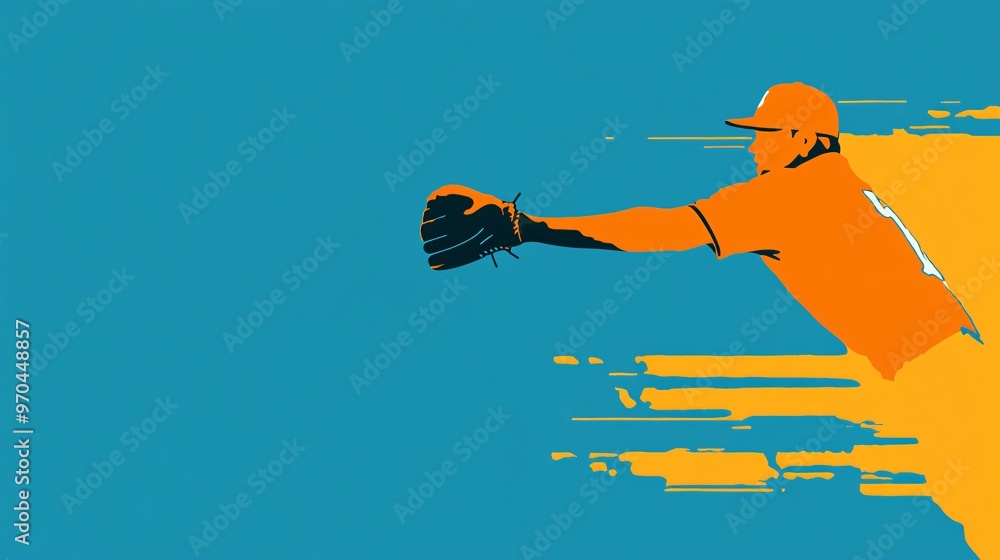 Baseball pitcher silhouette in mid-throw with dynamic motion lines and ...