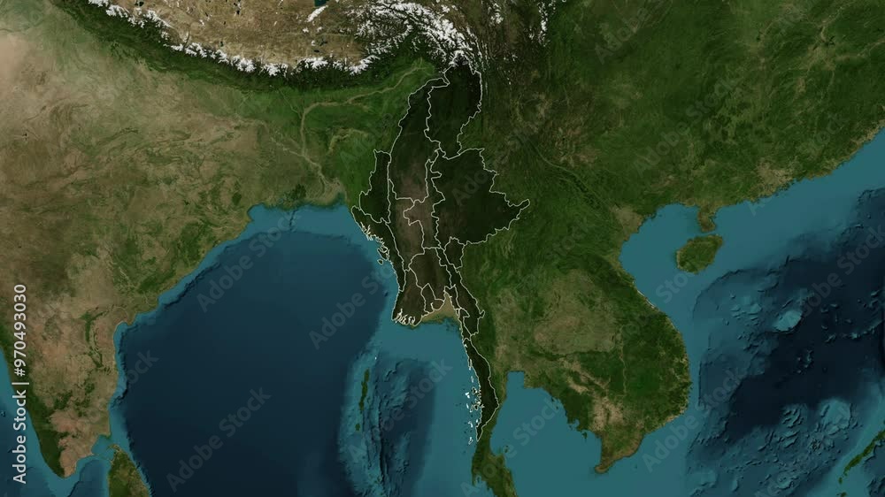 Zoom from Earth to Myanmar. (with Provinces) World map animation with ...