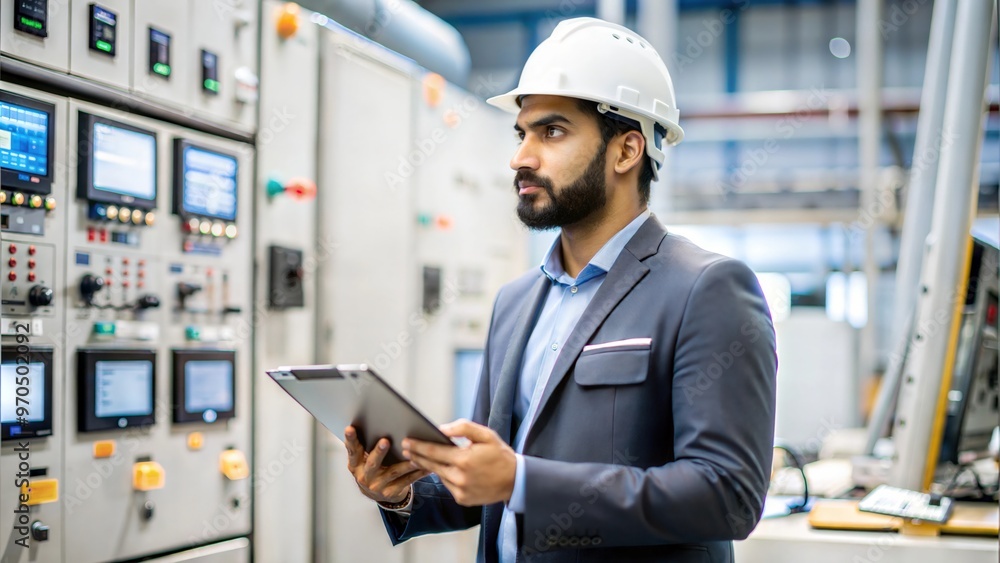 Indian Factory Engineer in Control Room - An engineer monitoring ...