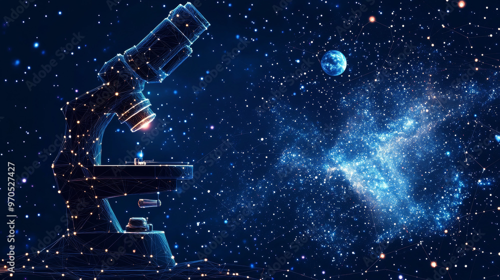 A picture of a microscope looks like a starry night sky. It's made of ...