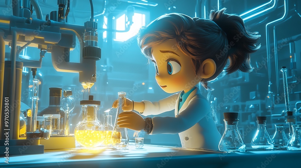 Cute Chibi Scientist in an Anime Style: Exploring the Wonders of ...