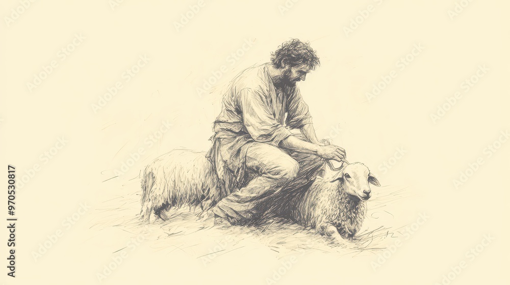 Bible Illustration of Nabal Shearing Sheep in Carmel, Wealthy but Harsh ...