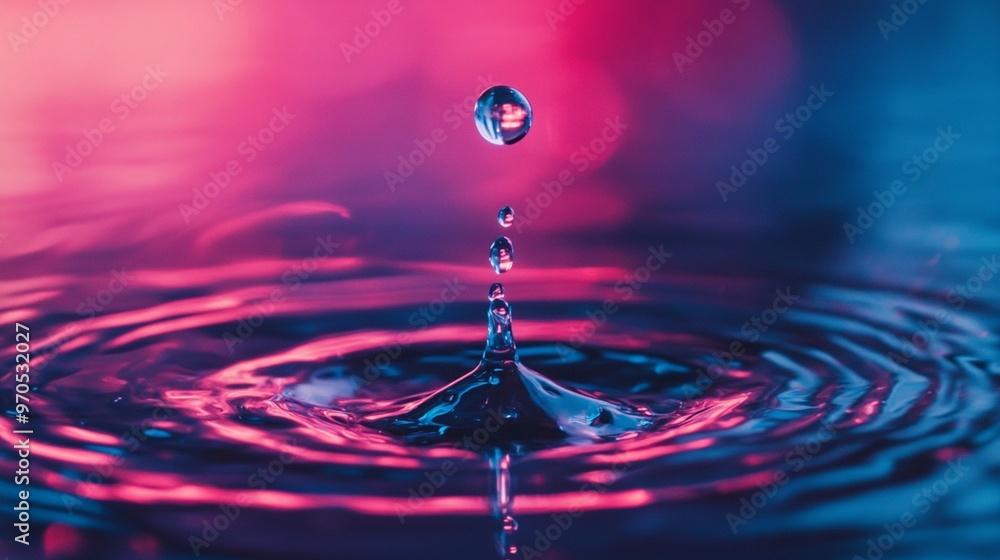 drop of water with color filters ,water splash Water drop close-up ...