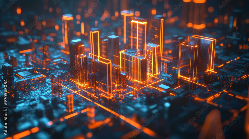 A smart city uses AI to manage its infrastructure. Imagine a futuristic city built inside a ...