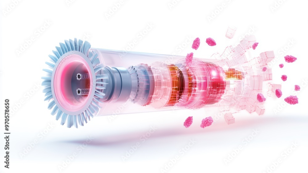 A detailed diagram of a steam turbine, showcasing the internal workings ...
