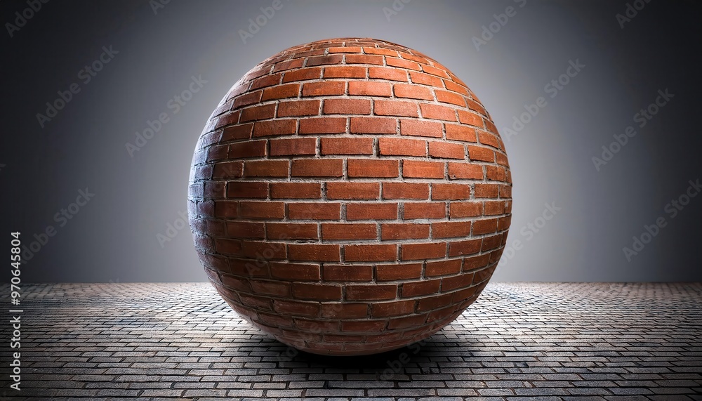 Abstract Brick Sphere. Textured 3D Ball Constructed from Red Brick ...