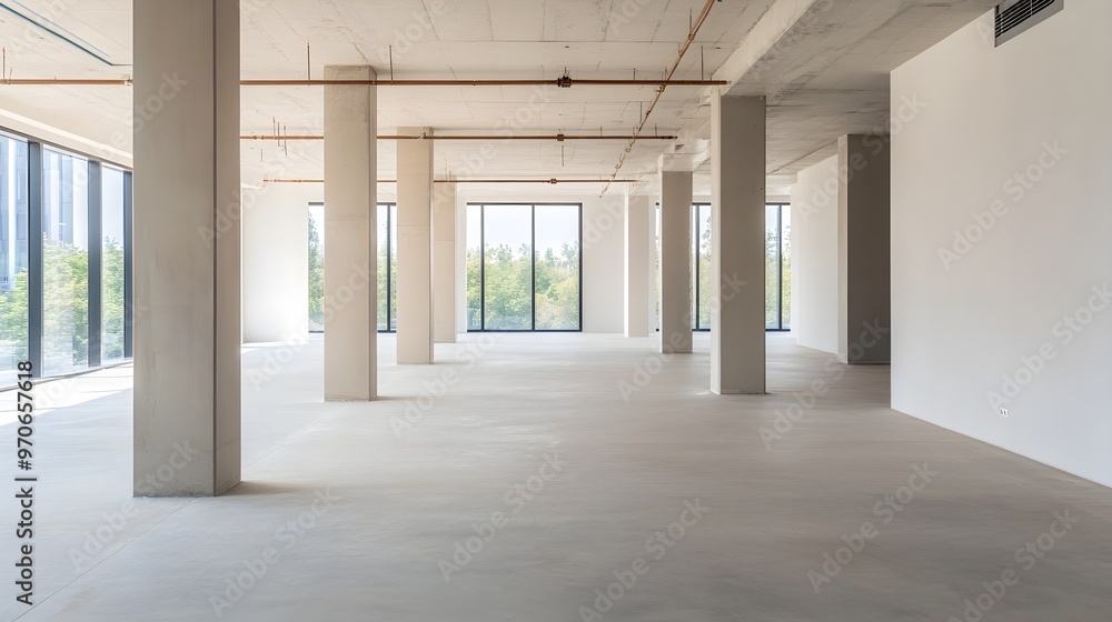 Interior View of a Building Under Construction: Exposed Framework and ...