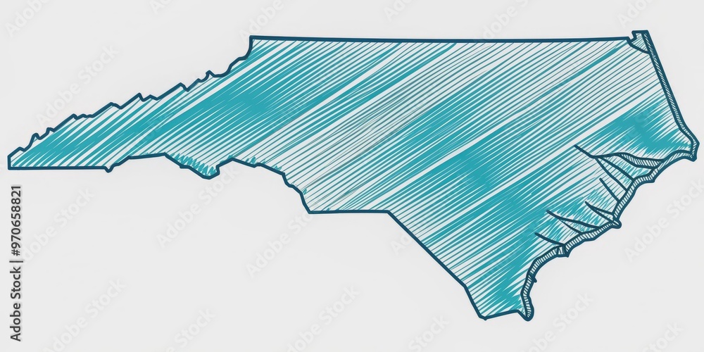Doodle freehand drawing of North Carolina state map , North Carolina ...