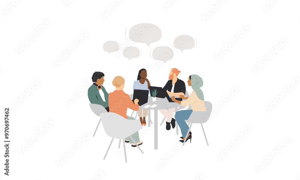 Office concept. Different people work together. Modern design. Stock ...