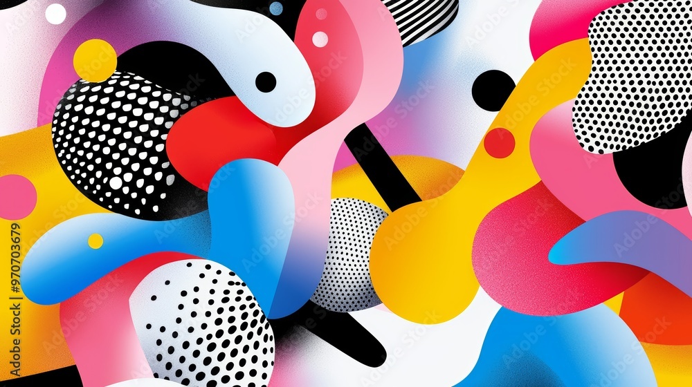 Describe how the playful use of abstract shapes and patterns in the ...