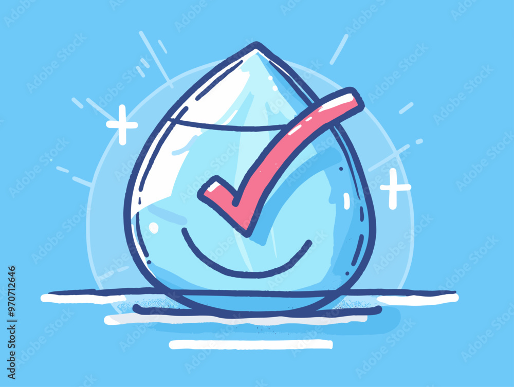 Blue Tick of Water Drop: Symbol of Conservation, Purity and Sustainable ...