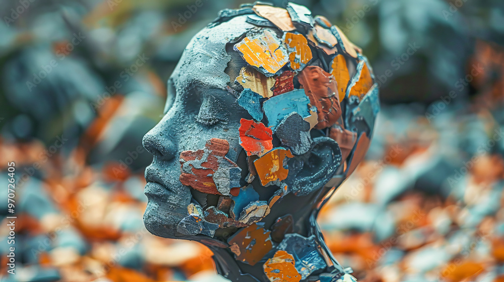 Head sculpture showing psychology data to solve problems Stock ...