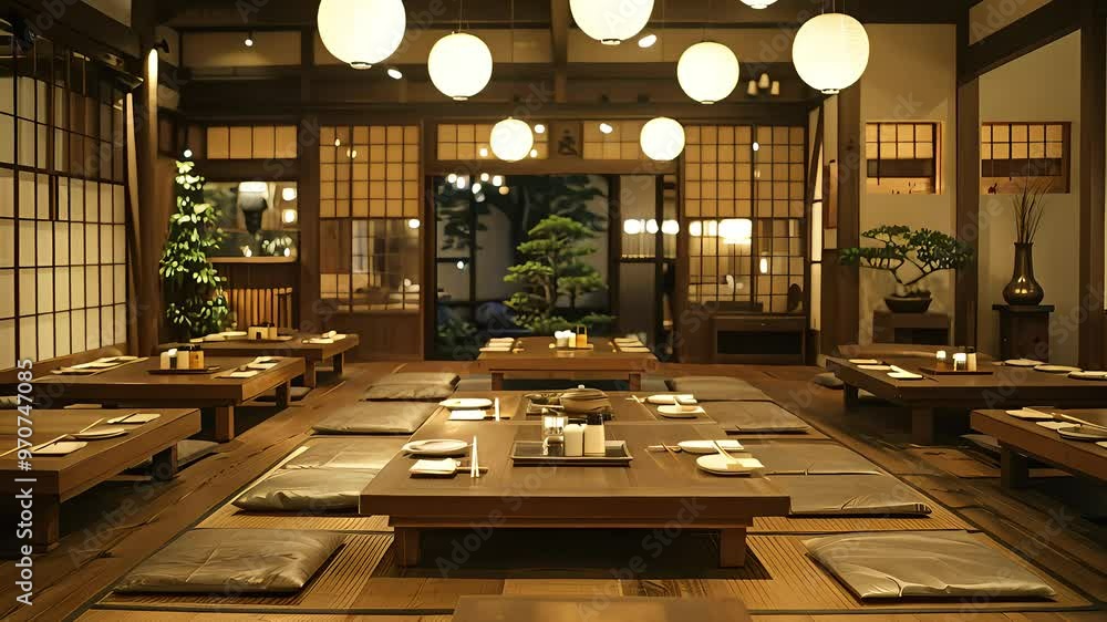 Calm Japanese dining space featuring shoji doors and minimalist decor ...