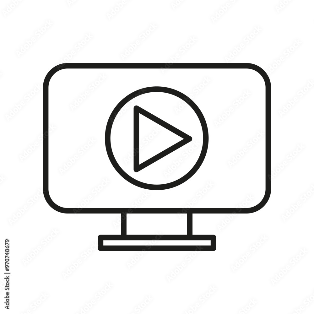 Play button icon. Video player screen. Multimedia symbol illustration ...