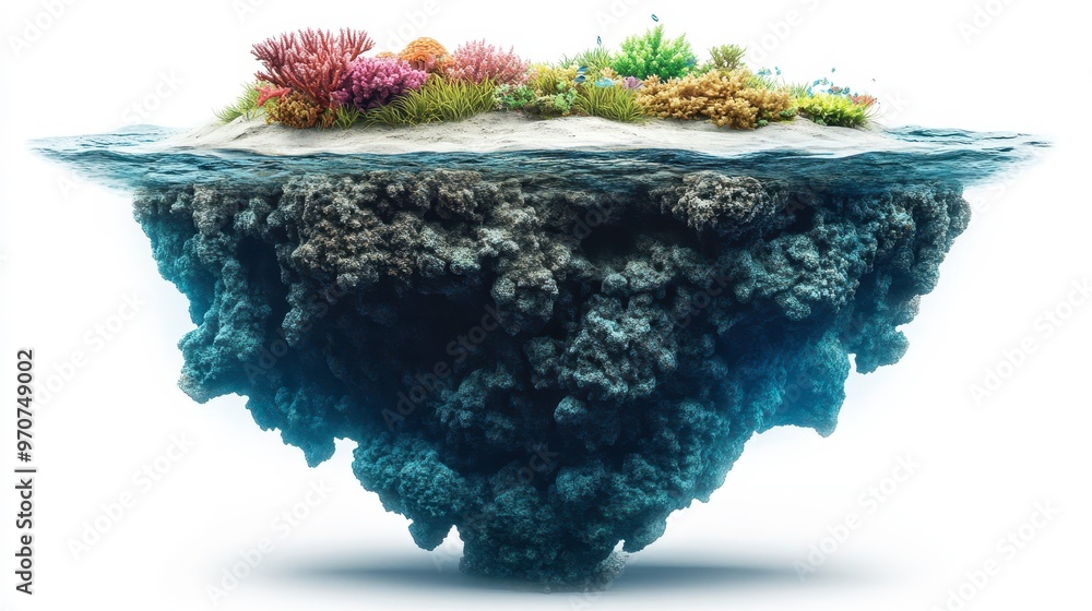 Ocean acidification (long-term disaster) clipart, element, 3D ...