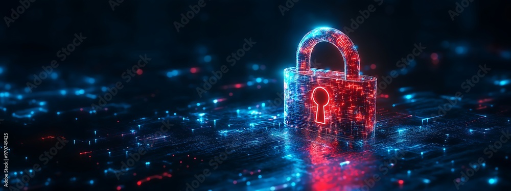 cyber security padlock symbolizes the protection and safeguarding of ...