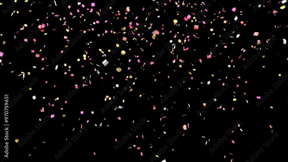 confetti rain launched from a cannon slowly falling - separate alpha ...