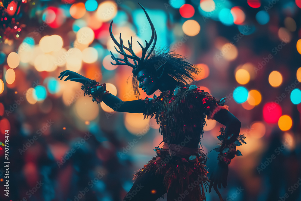 A photo of a dark elf with antlers and a mohawk in a fantasy world ...