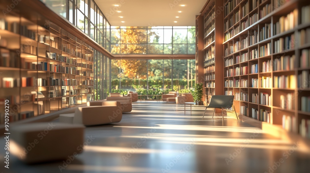 Modern library or bookstore interior with Learning and coworking space ...