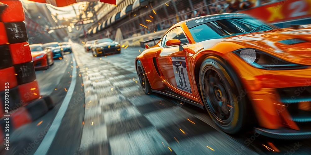 Gesture of waving a flag and starting a race car on the side of a ...