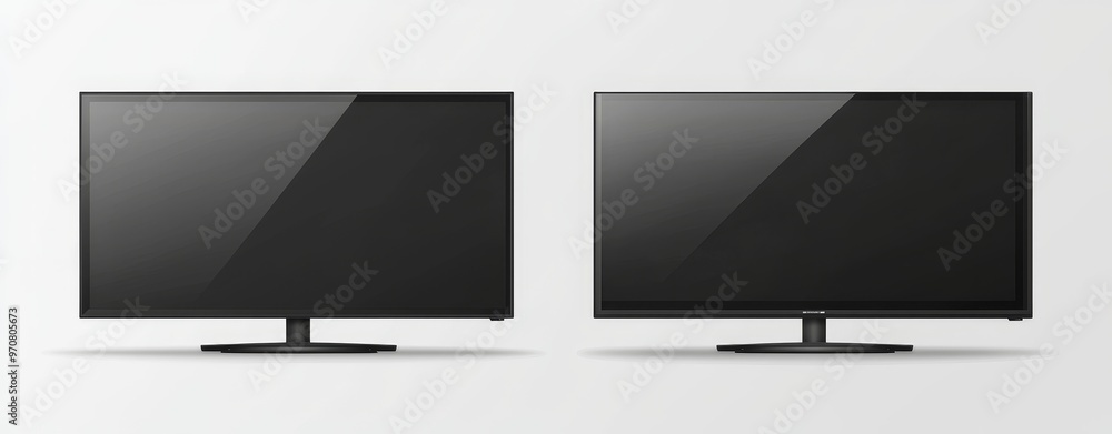 Isolated realistic tv set on transparent background. Black screen ...