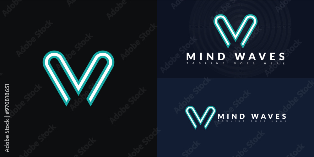 Modern vector initial letter MW or WM logo in green-white color ...