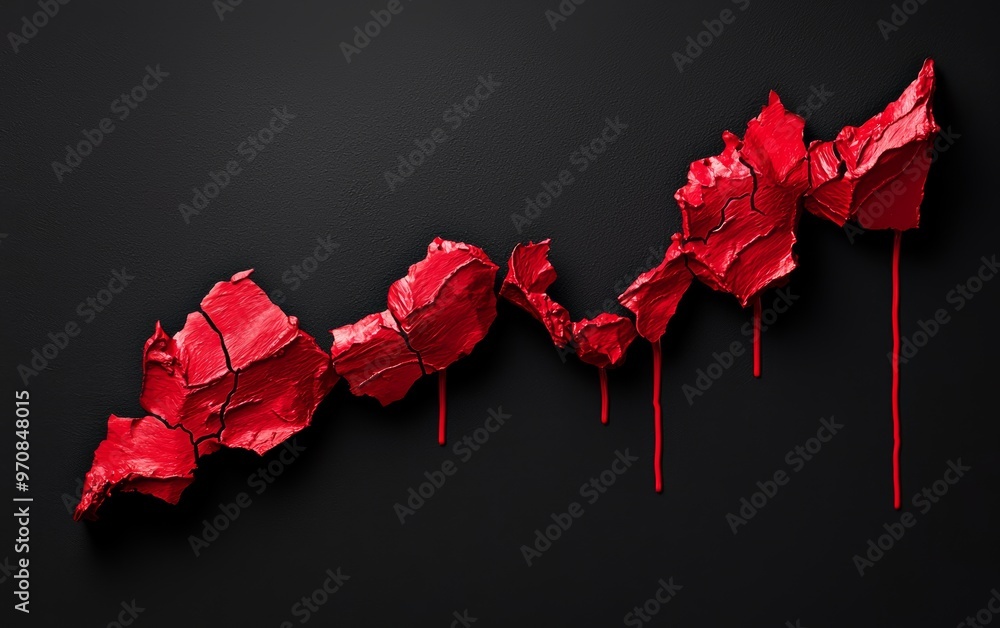 How does the image of declining stock prices in red lines evoke ...