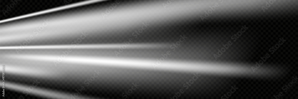 White speed lines. Traces of ray movement. On a transparent background ...