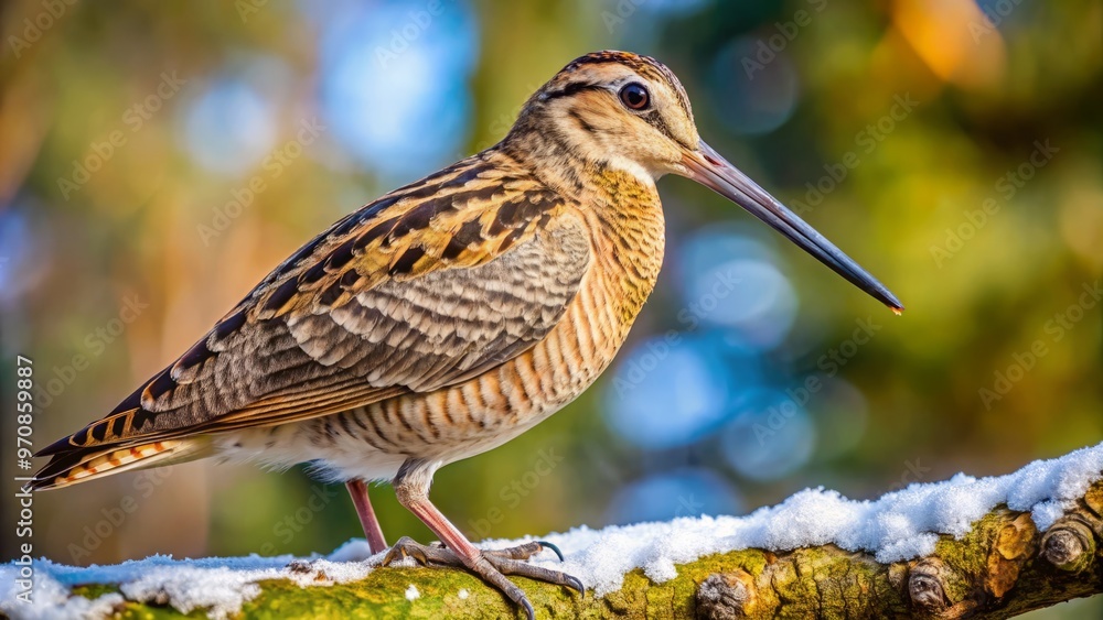 On a twisted tree limb, a demure long-billed woodcock balances with ...