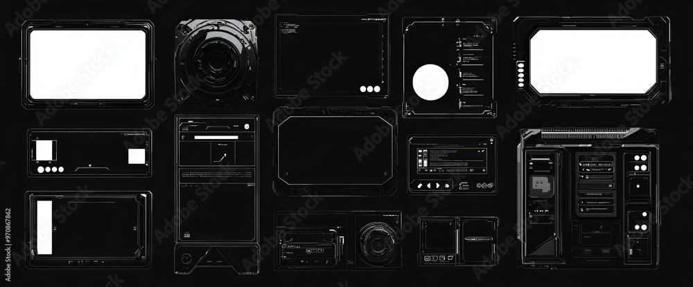 User interface elements for futuristic video games. HUD, GUI, UI ...