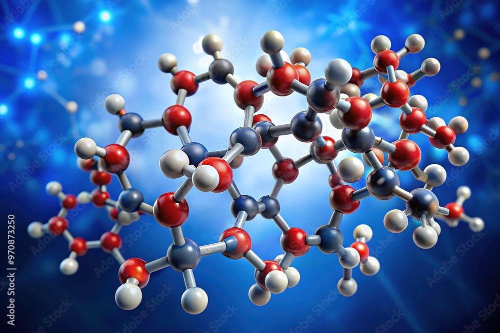 Molecular model of triglyceride, a type of lipid, featuring three fatty ...