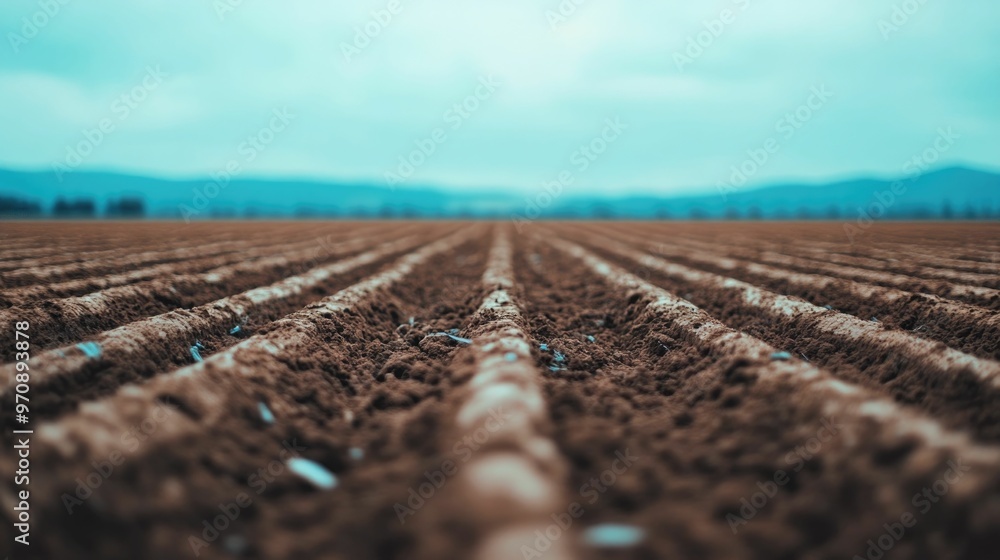 Close up view of hail damaged crops in an agricultural field ...
