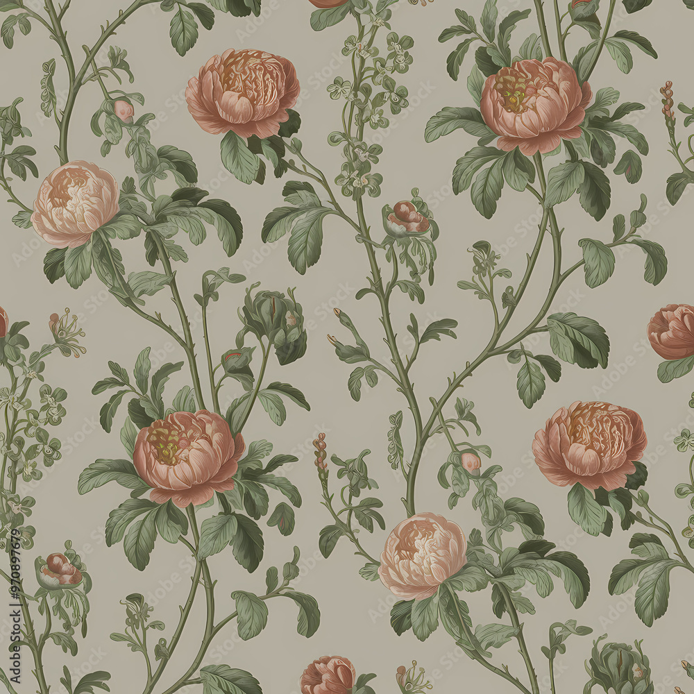 vintage botanical garden ,surface pattern illustration, floral motifs ...