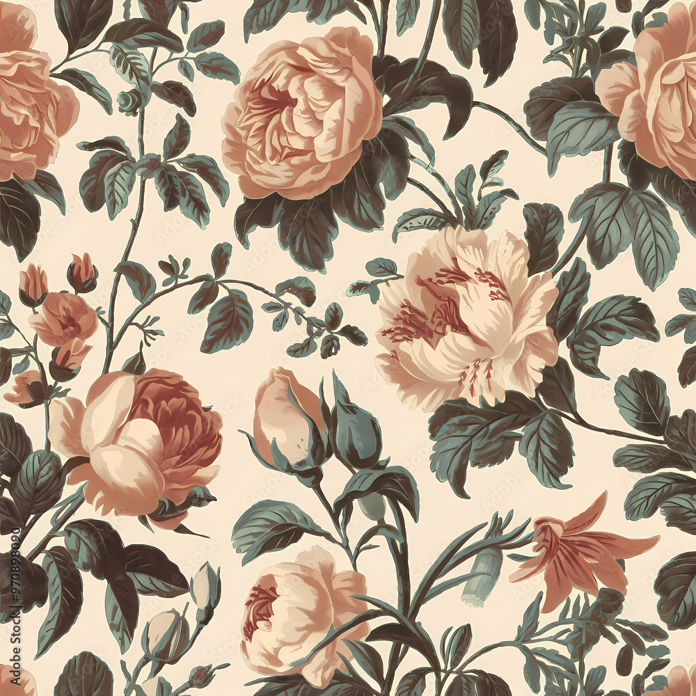vintage botanical garden ,surface pattern illustration, floral motifs ...