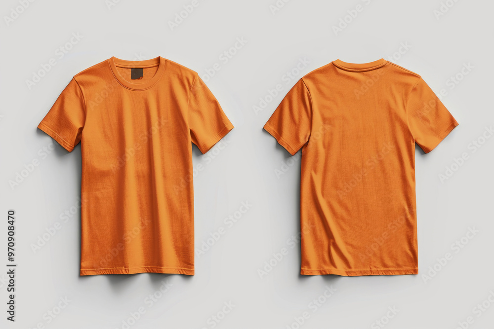 Blank orange t-shirt front and back view appealing to fashion designers ...