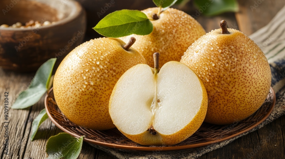 Asian Pear - Crisp juicy fruit with a texture similar to apples. Stock ...