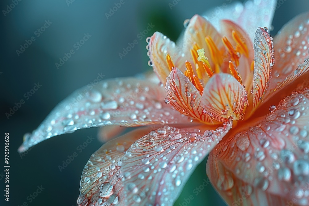 Flor con pétalos abiertos y anteras en el medio de color naranja, Flor ...