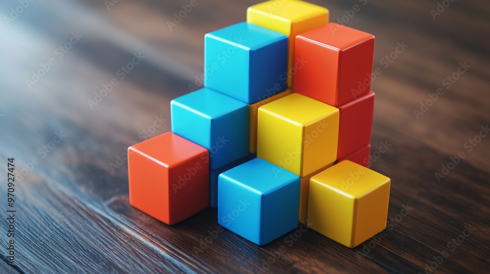 Dynamic 3D SWOT analysis with bold, colorful blocks representing ...