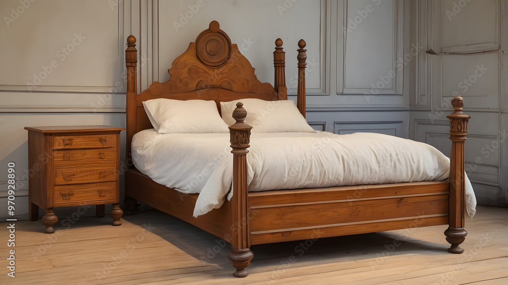 An antique wooden bed that holds the history of all its owners Stock ...