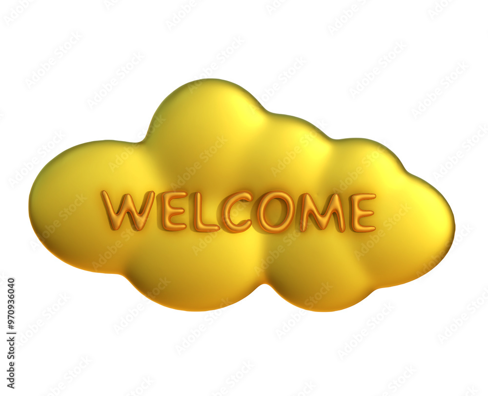 Welcome Text with golden cloud on png transparent background. Stock ...