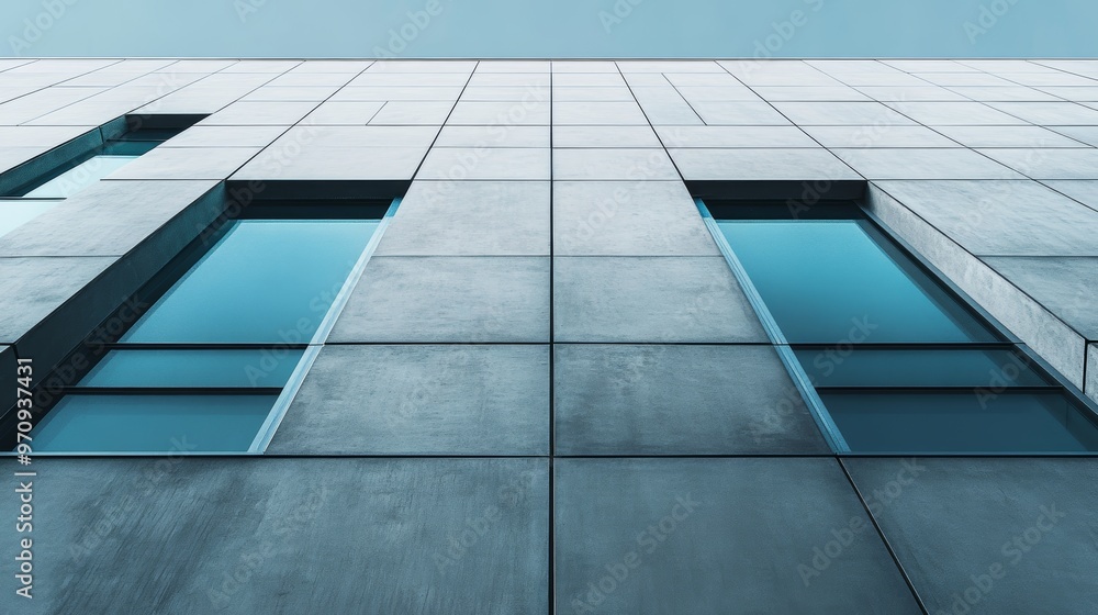 Building wall exterior: front facade of tall building: contemporary ...
